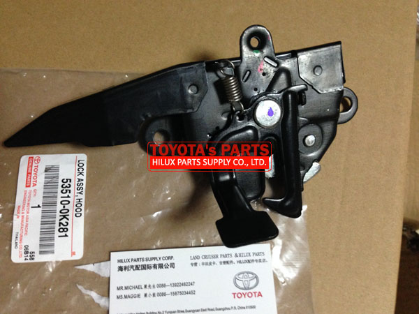 53510-0K281,Genuine Toyota Hilux Vigo Hood Lock Assy LHD 53510-0K280
